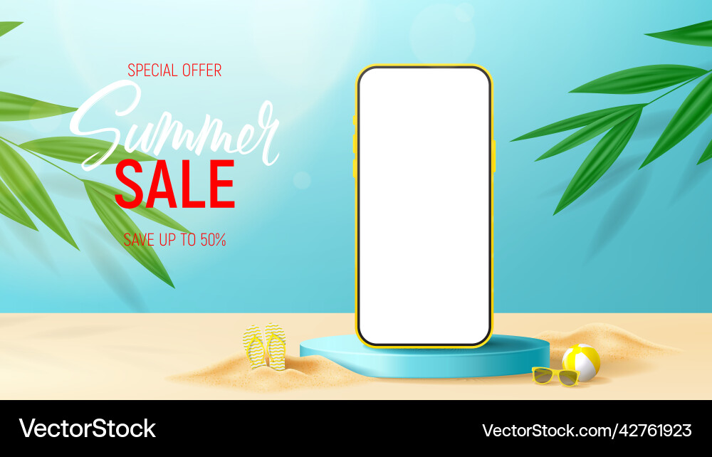 Summer sale ad banner template Royalty Free Vector Image