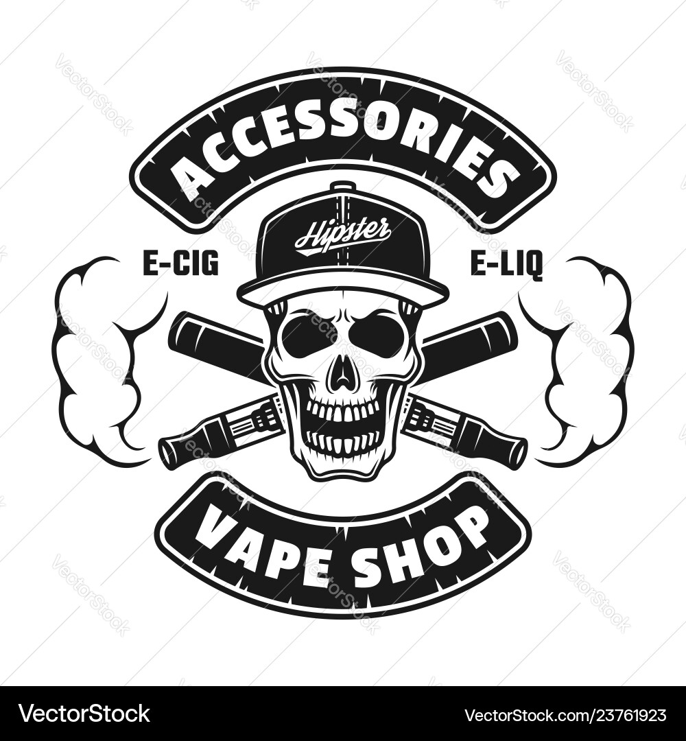 Vape shop black with skull and e-cigarettes Vector Image