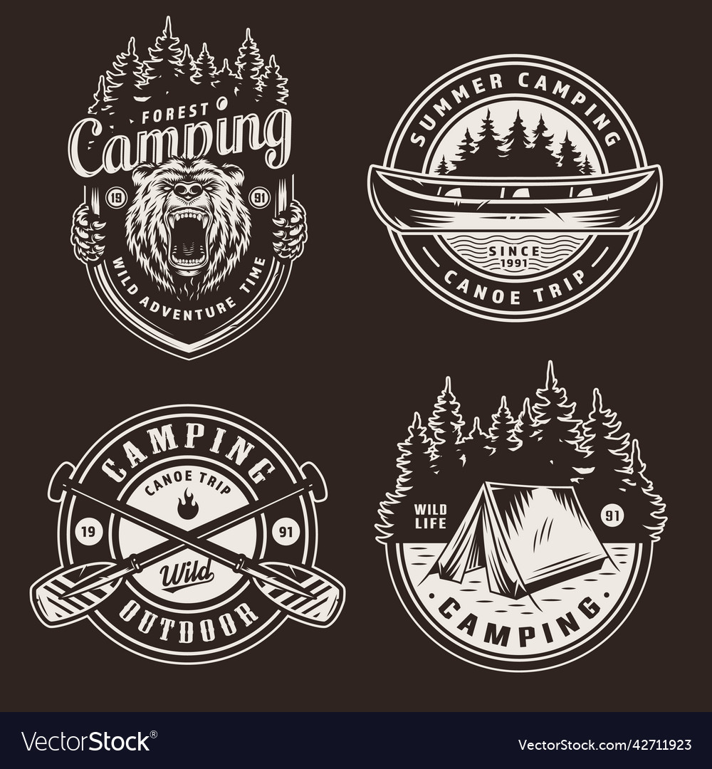 Vintage summer outdoor recreation emblems Vector Image