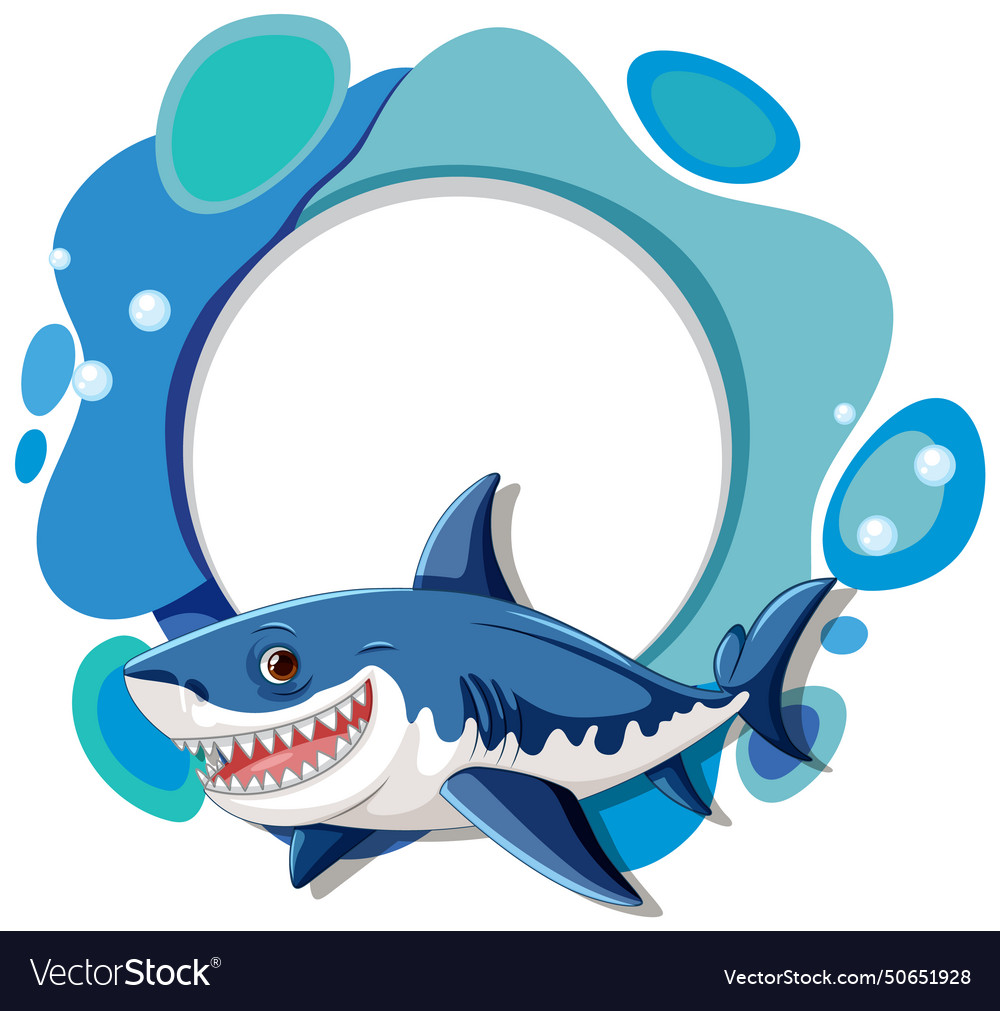Cartoon shark smiling inside a bubble frame Vector Image