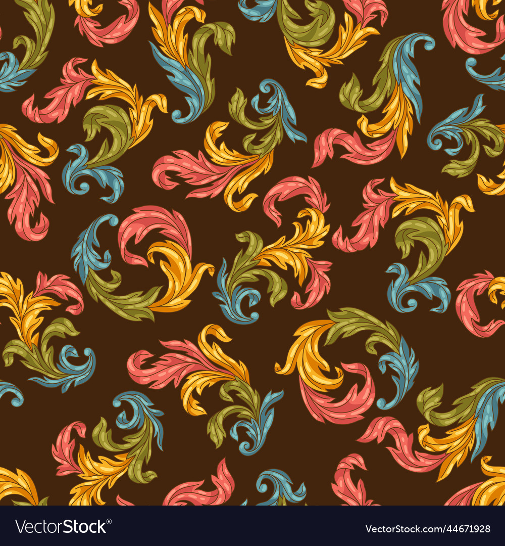 Decorative floral seamless pattern in baroque Vector Image Decorative floral seamless pattern in baroque Vector Image