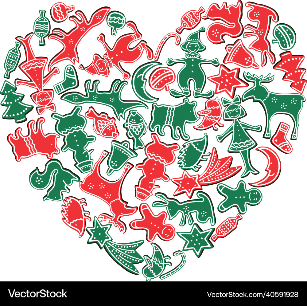 Decorative heart shape from silhouettes festive Vector Image