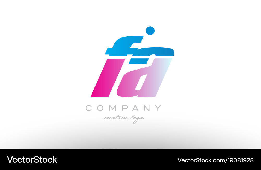 Fa f a alphabet letter combination pink blue bold Vector Image