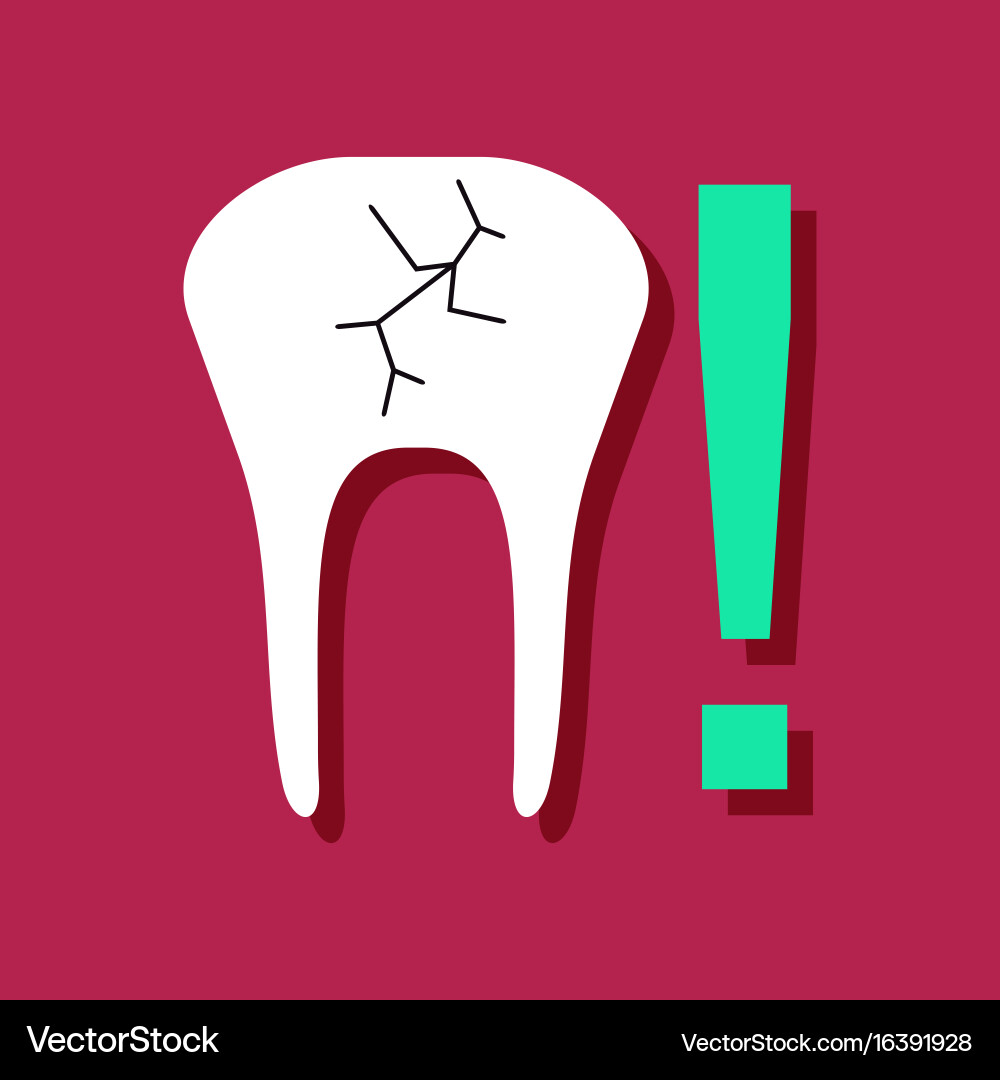 Flat icon design collection tooth fracture Vector Image