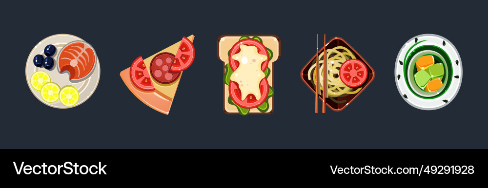 Game food icon and nutrition element set Vector Image