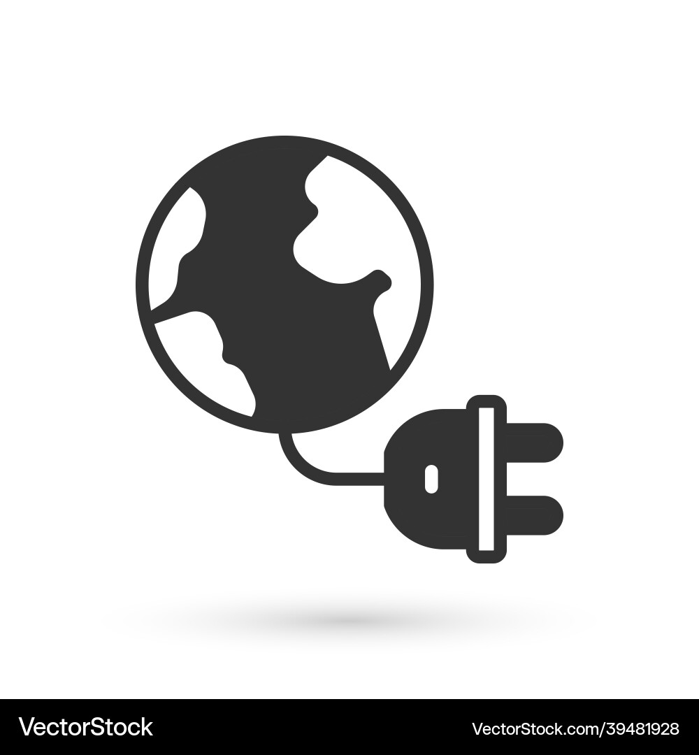 Grey global energy power planet with plug icon Vector Image