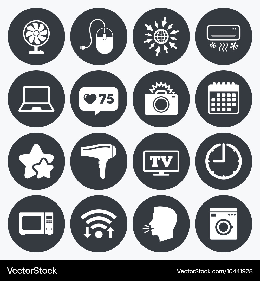 Home appliances device icons electronics sign Vector Image