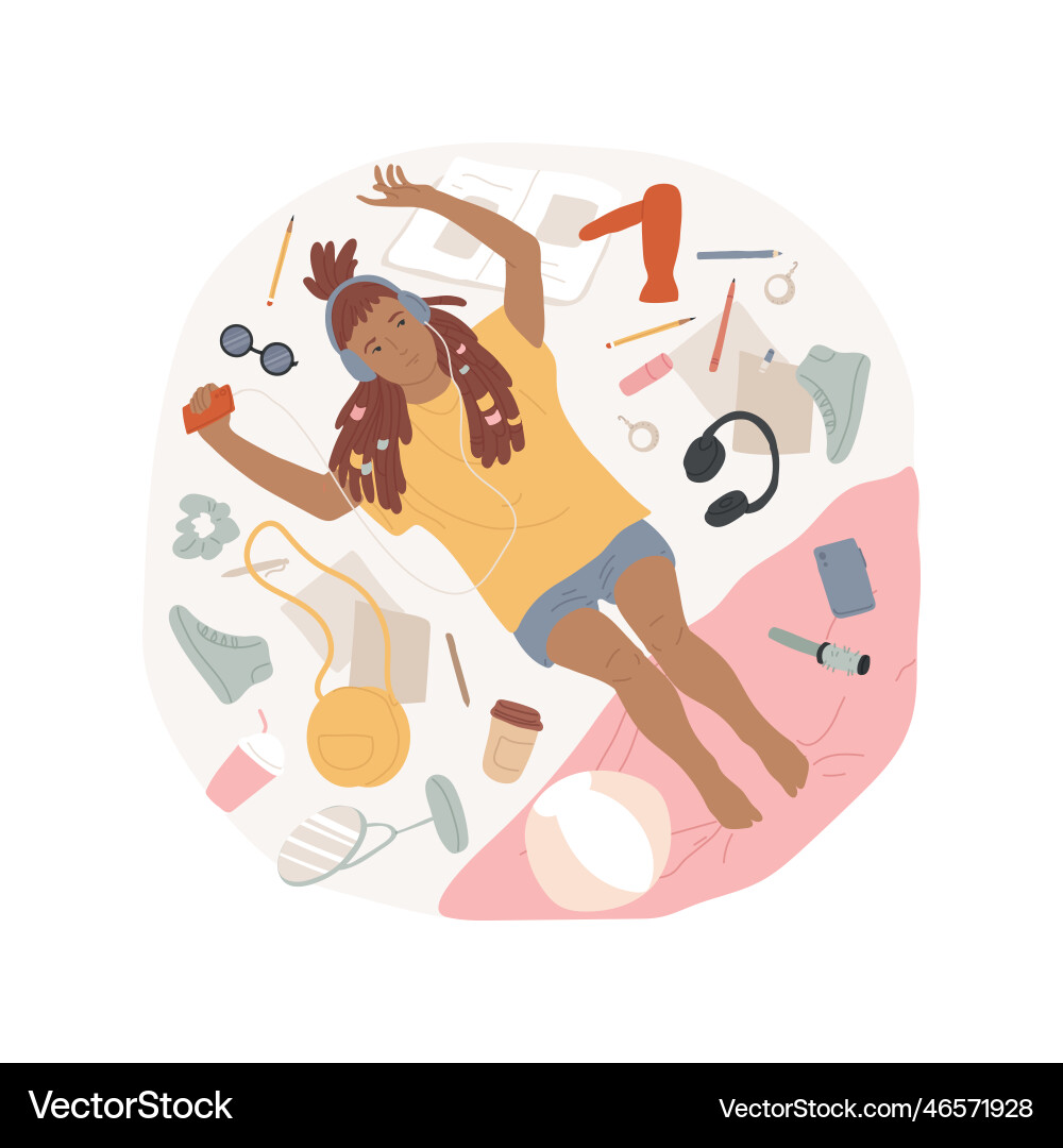 Mess in a bedroom isolated cartoon Royalty Free Vector Image