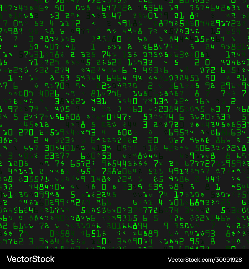 Modern background with green numbers on a black Vector Image