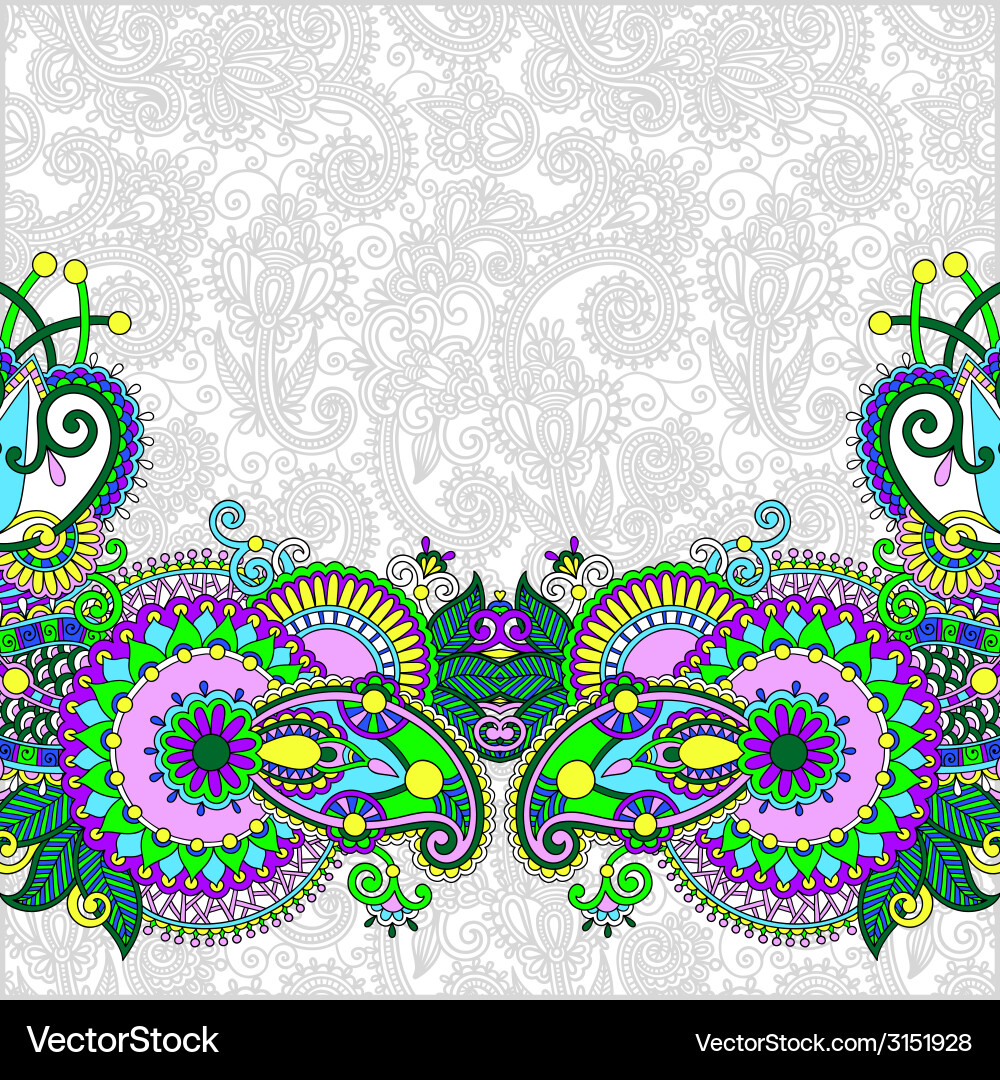 Paisley design on decorative floral background Vector Image
