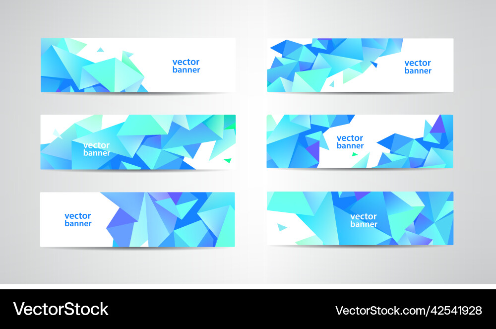 Set of blue banners with polygonal Royalty Free Vector Image