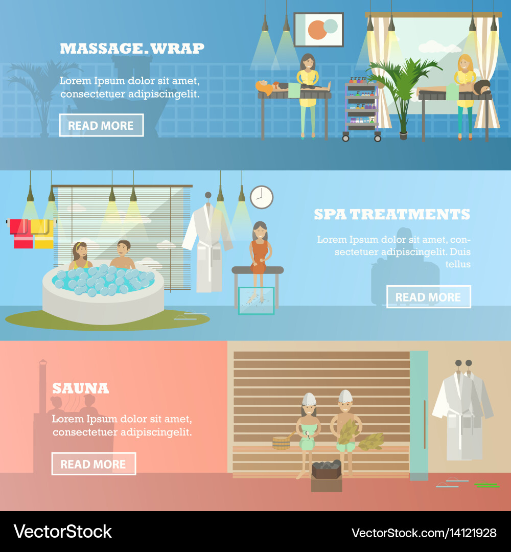 Set of spa therapy concept horizontal Royalty Free Vector