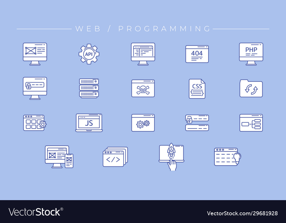 Web and programming concept line style Royalty Free Vector