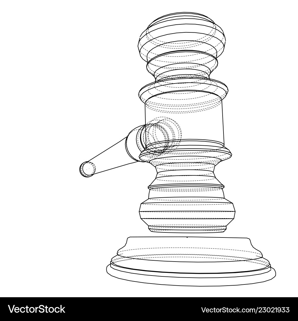 3d outline gavel rendering of Royalty Free Vector Image