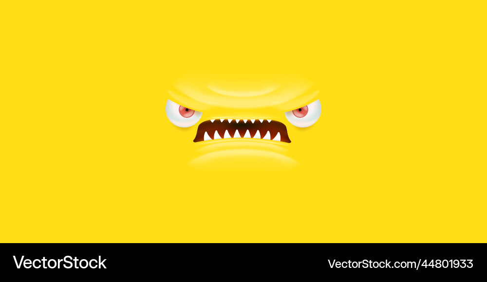 Angry yellow monster face with open mouth Vector Image