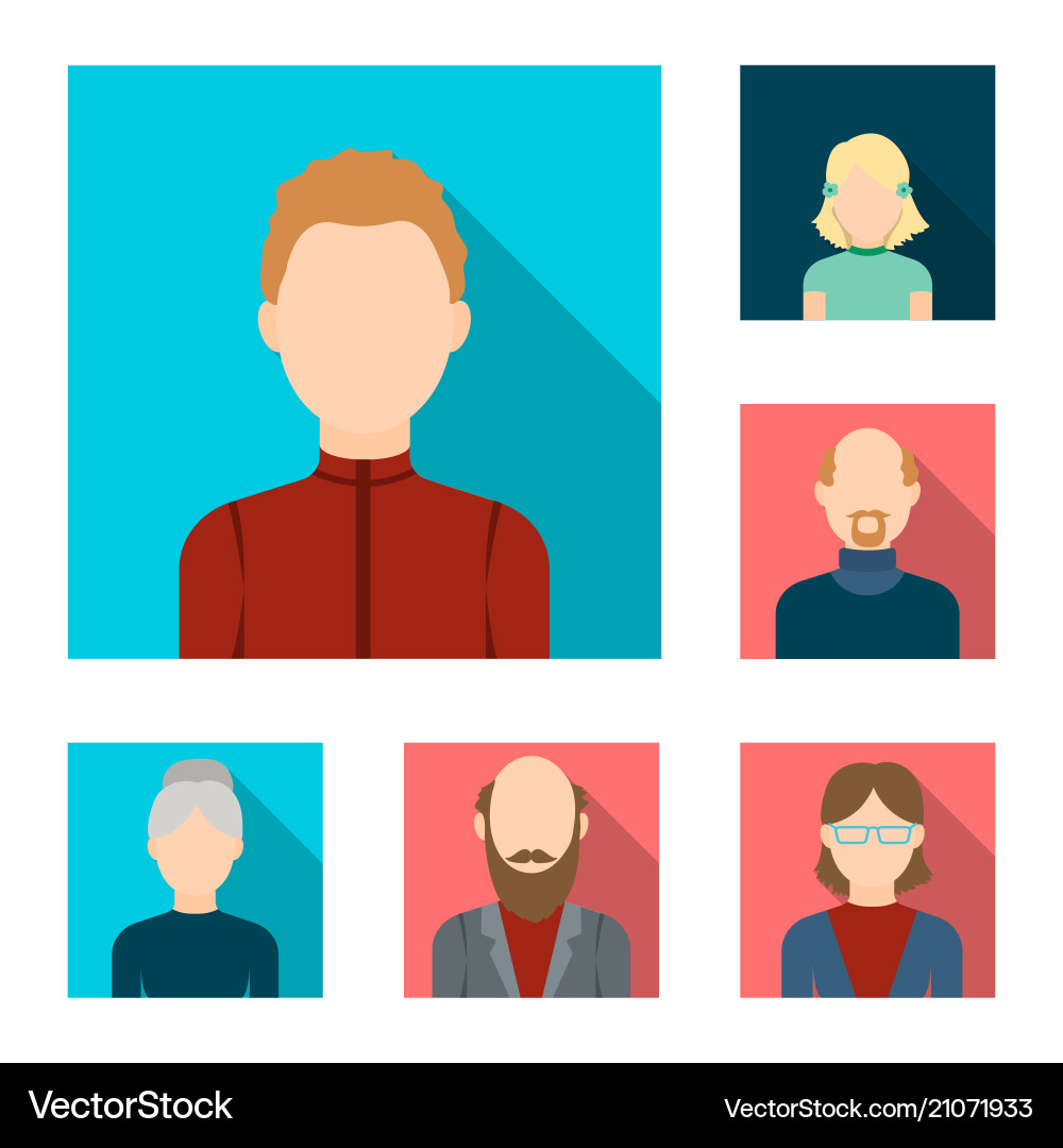 Avatar and face flat icons in set collection Vector Image
