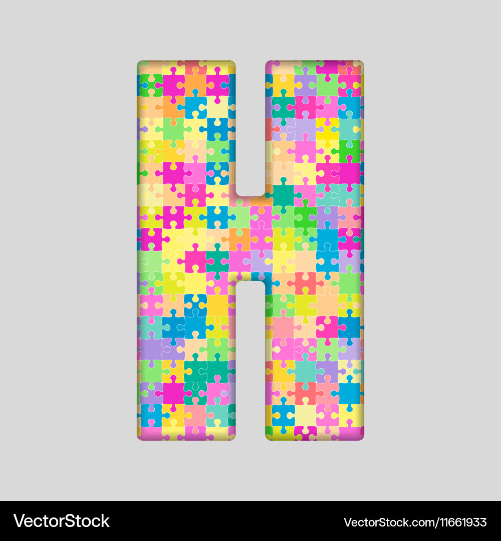 Color piece puzzle jigsaw letter - h Royalty Free Vector