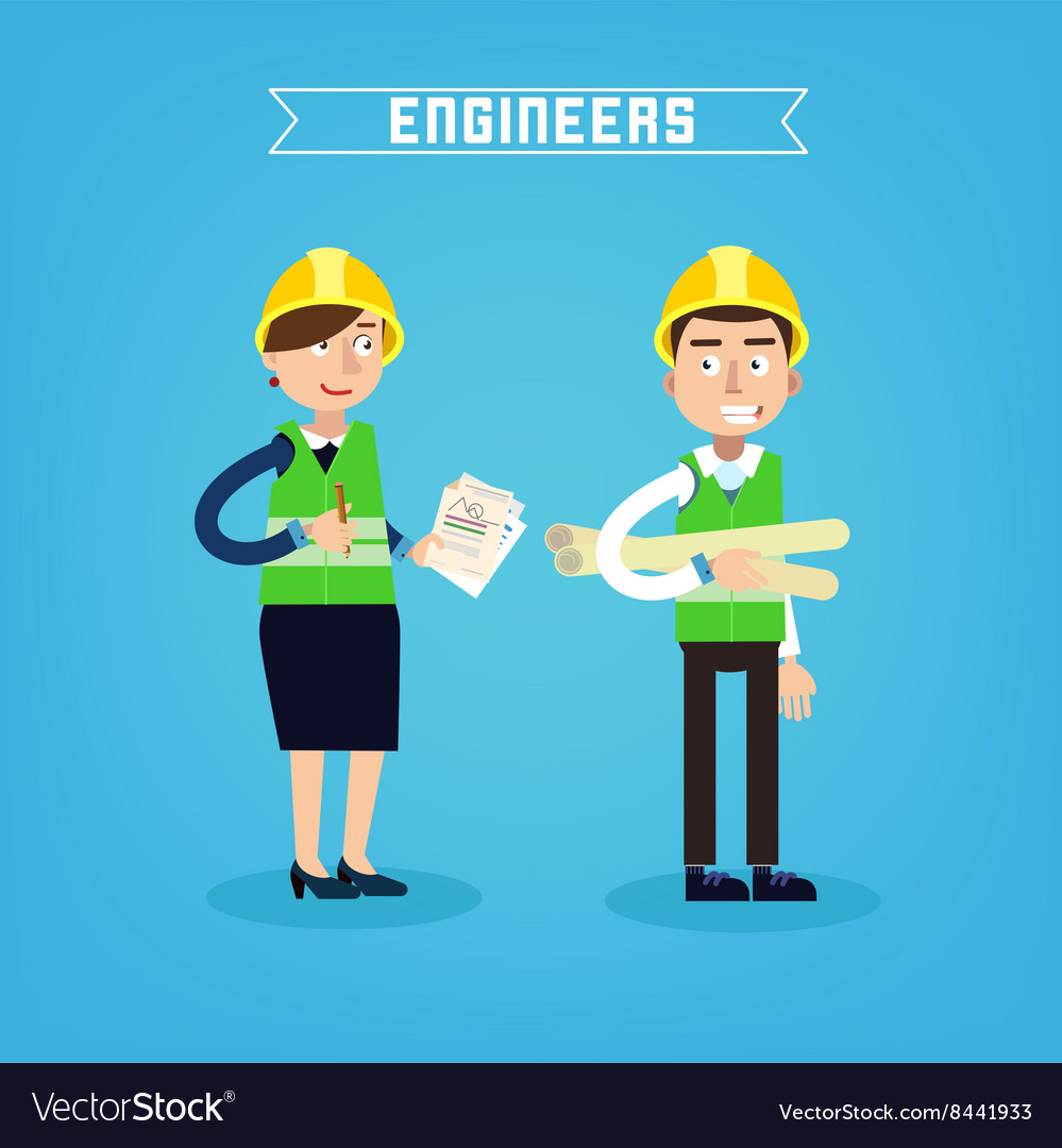Construction Workers Engineer and Project Manager Vector Image