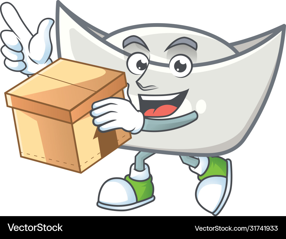 Cute chinese silver ingot cartoon character Vector Image