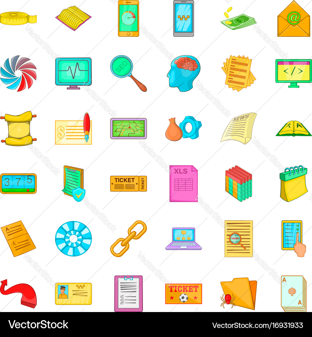 Discussion icons set cartoon style Royalty Free Vector Image