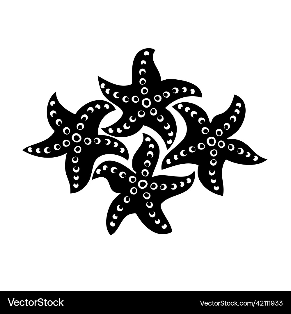 Four starfish starfish icon starfish sign Vector Image