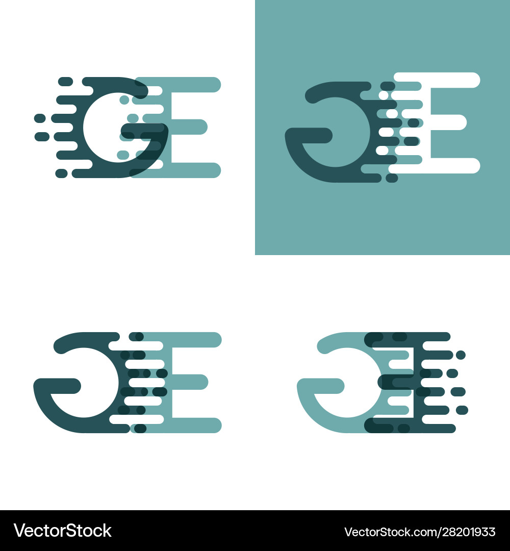 Ge letters logo with accent speed in gray Vector Image