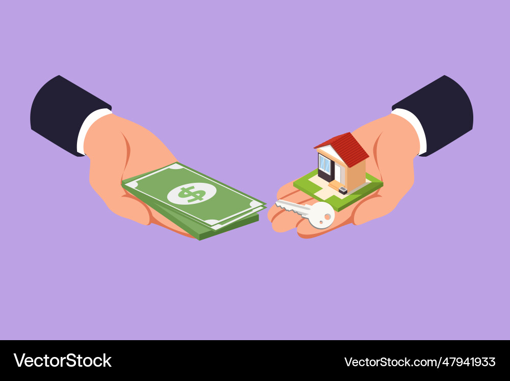 Graphic flat design drawing buying house agent Vector Image