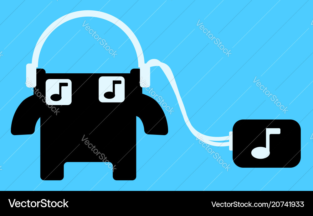 Music box listener cartoon Royalty Free Vector Image