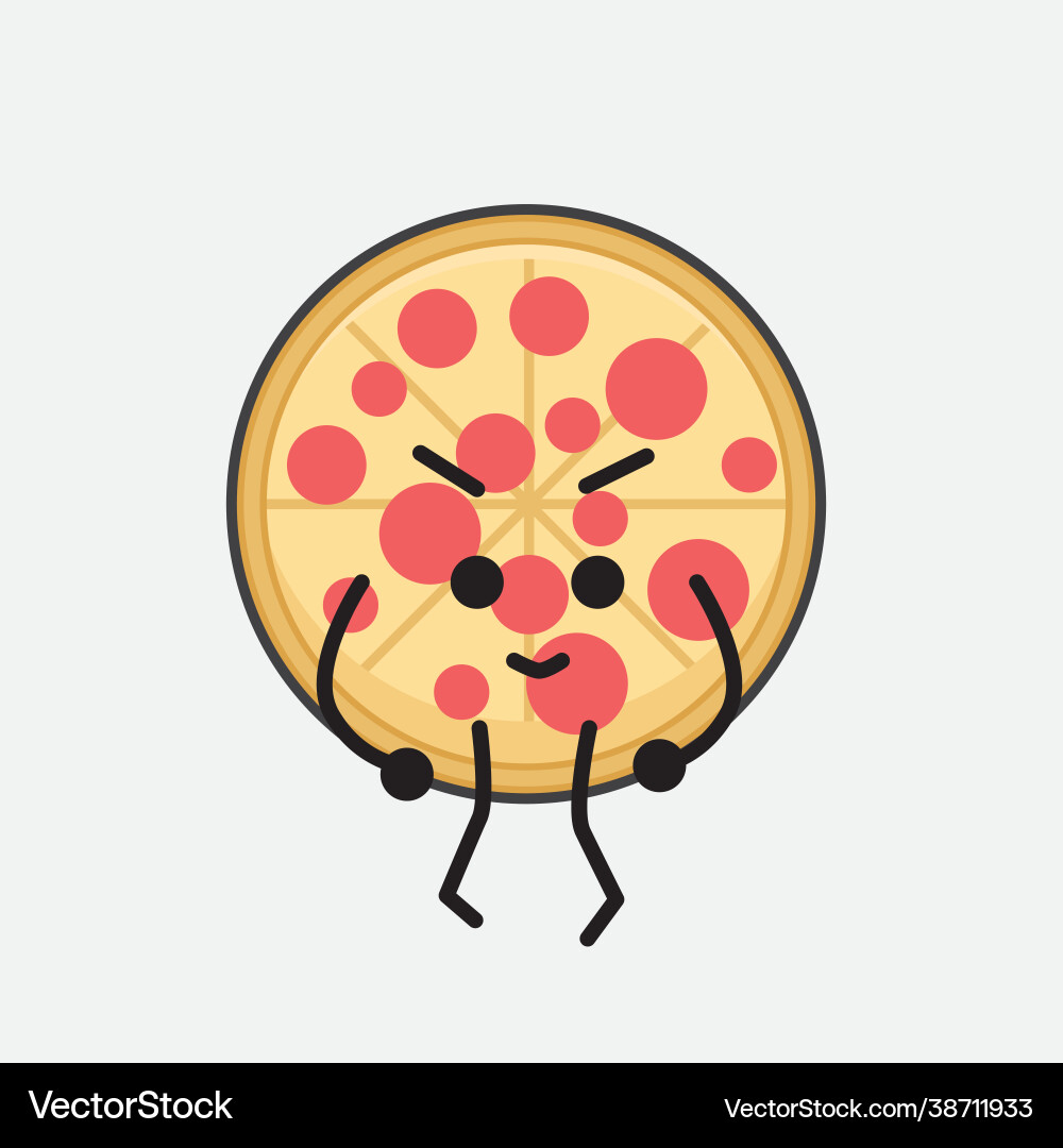 Pizza character with cute face and simple body Vector Image