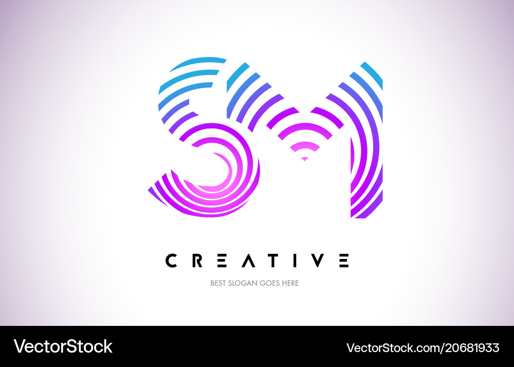 Sm lines warp logo design letter icon made Vector Image