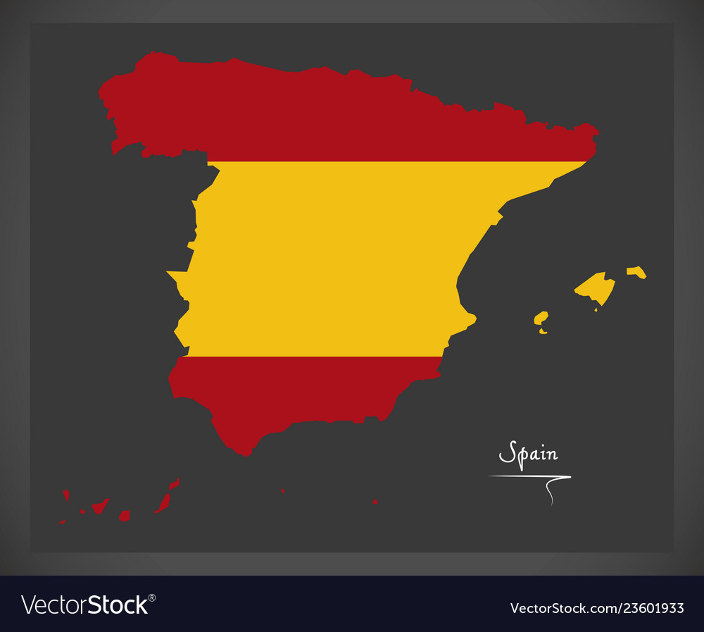 Spain map with spanish national flag Royalty Free Vector