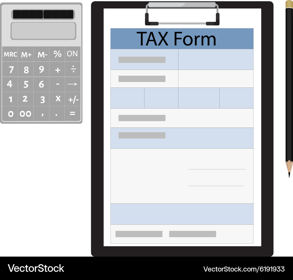 Tax form pencil and calculator Royalty Free Vector Image