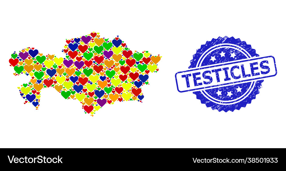 Testicles rubber seal and bright love mosaic map Vector Image
