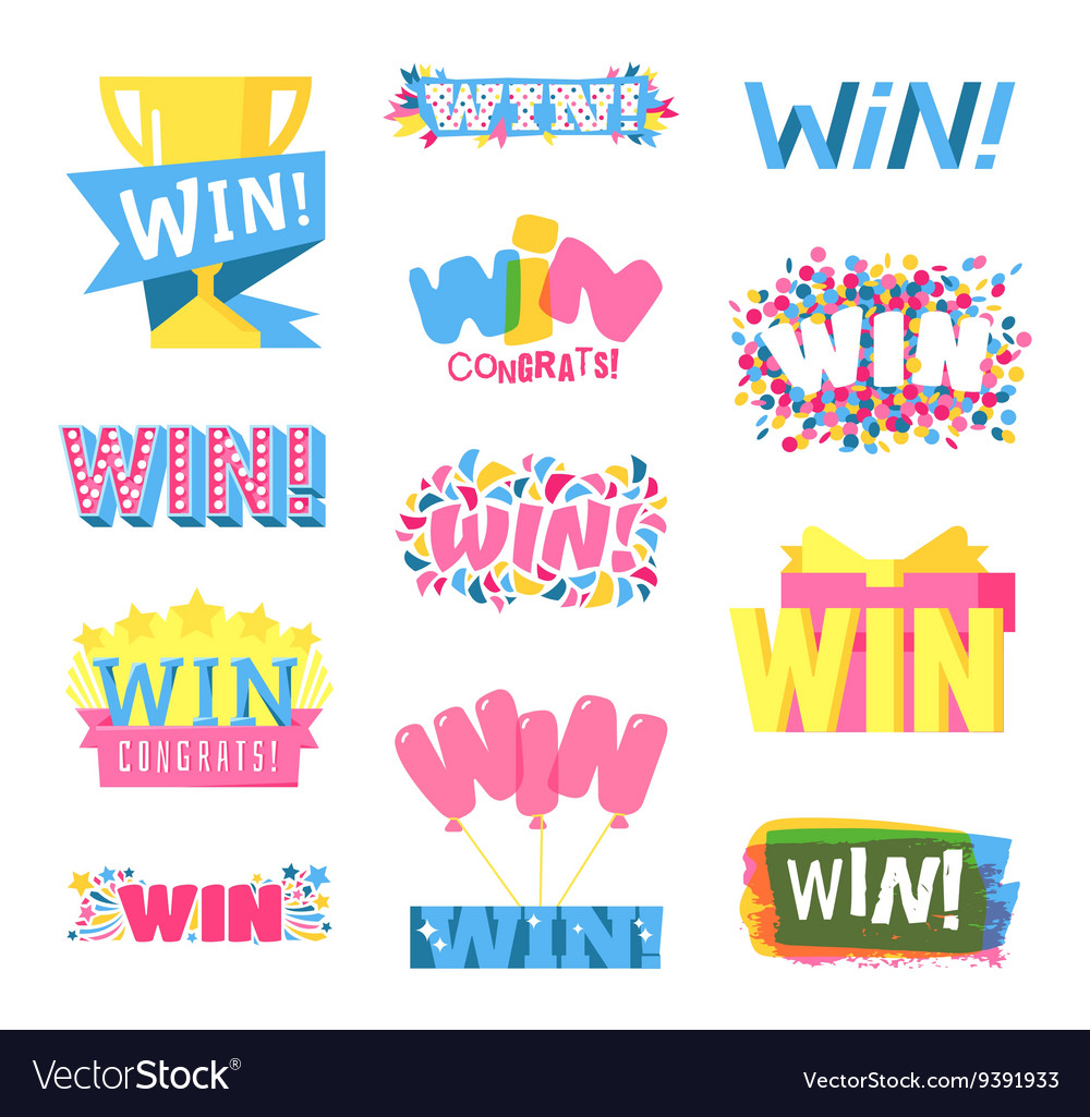 Win text set Royalty Free Vector Image - VectorStock
