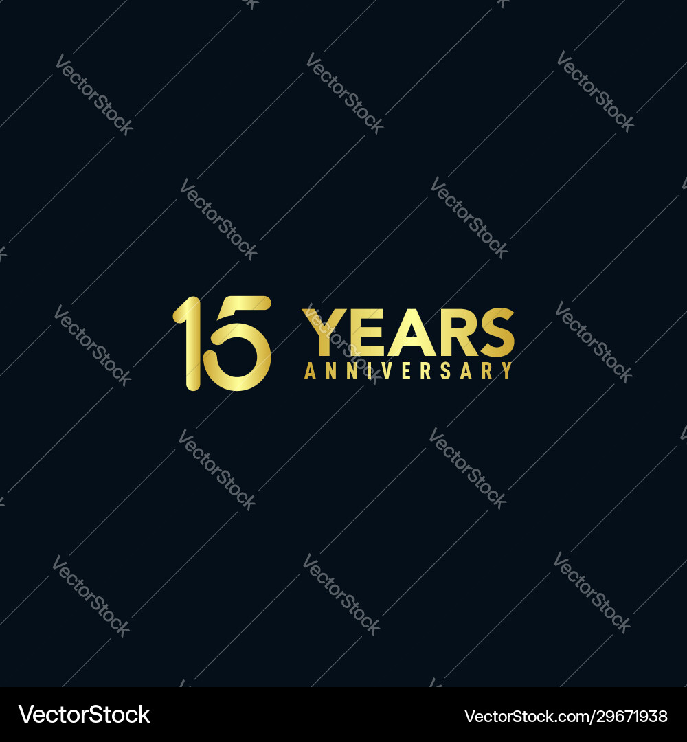 15 years anniversary gold elegant design Vector Image
