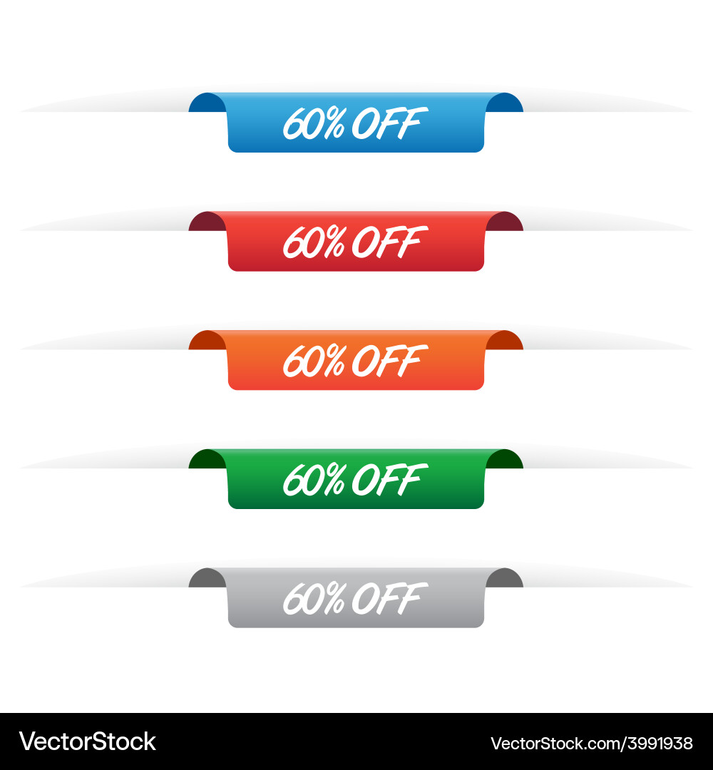 60 percent off paper tag labels Royalty Free Vector Image