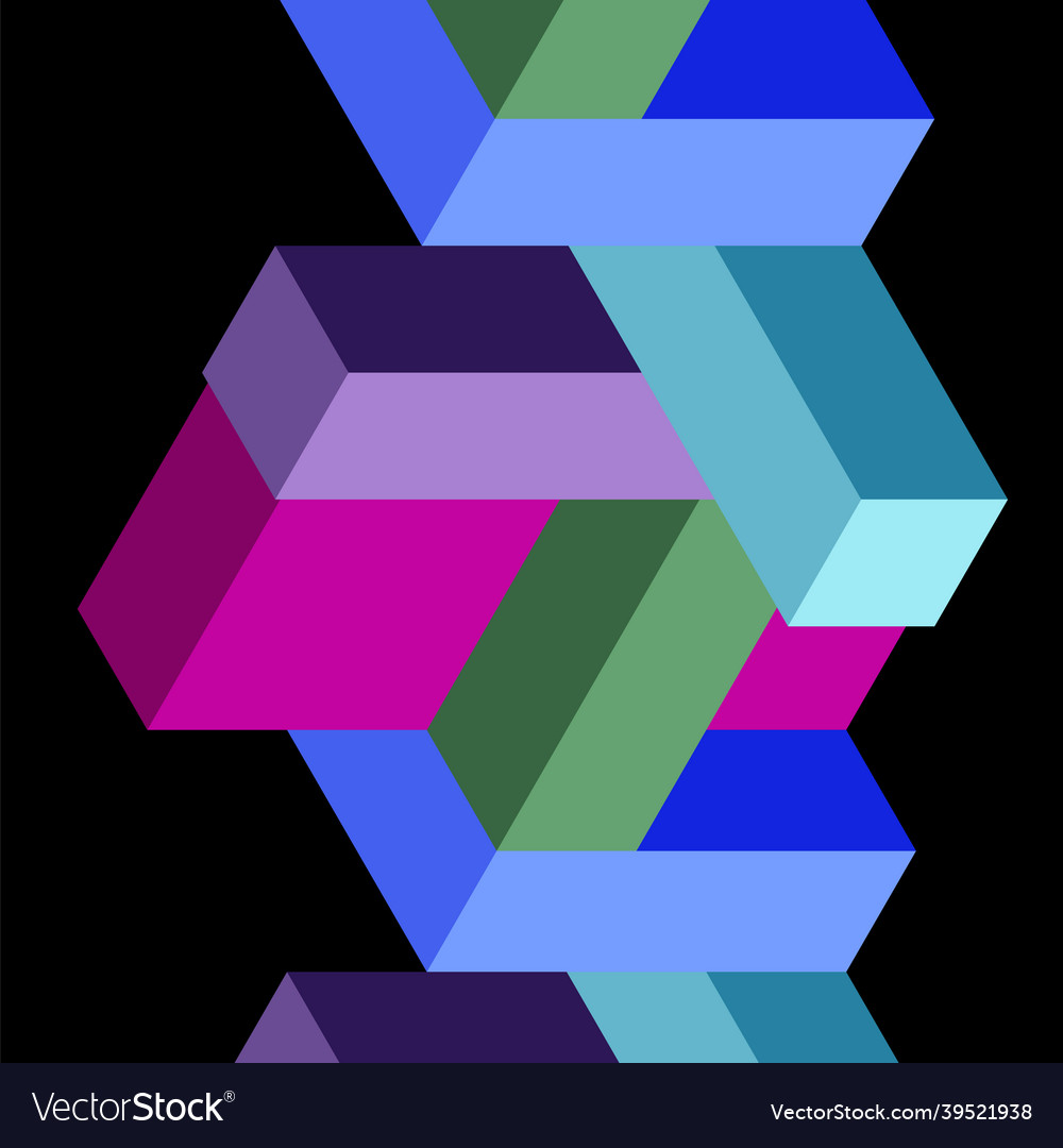 Abstract background 3d cubes cubic elements Vector Image