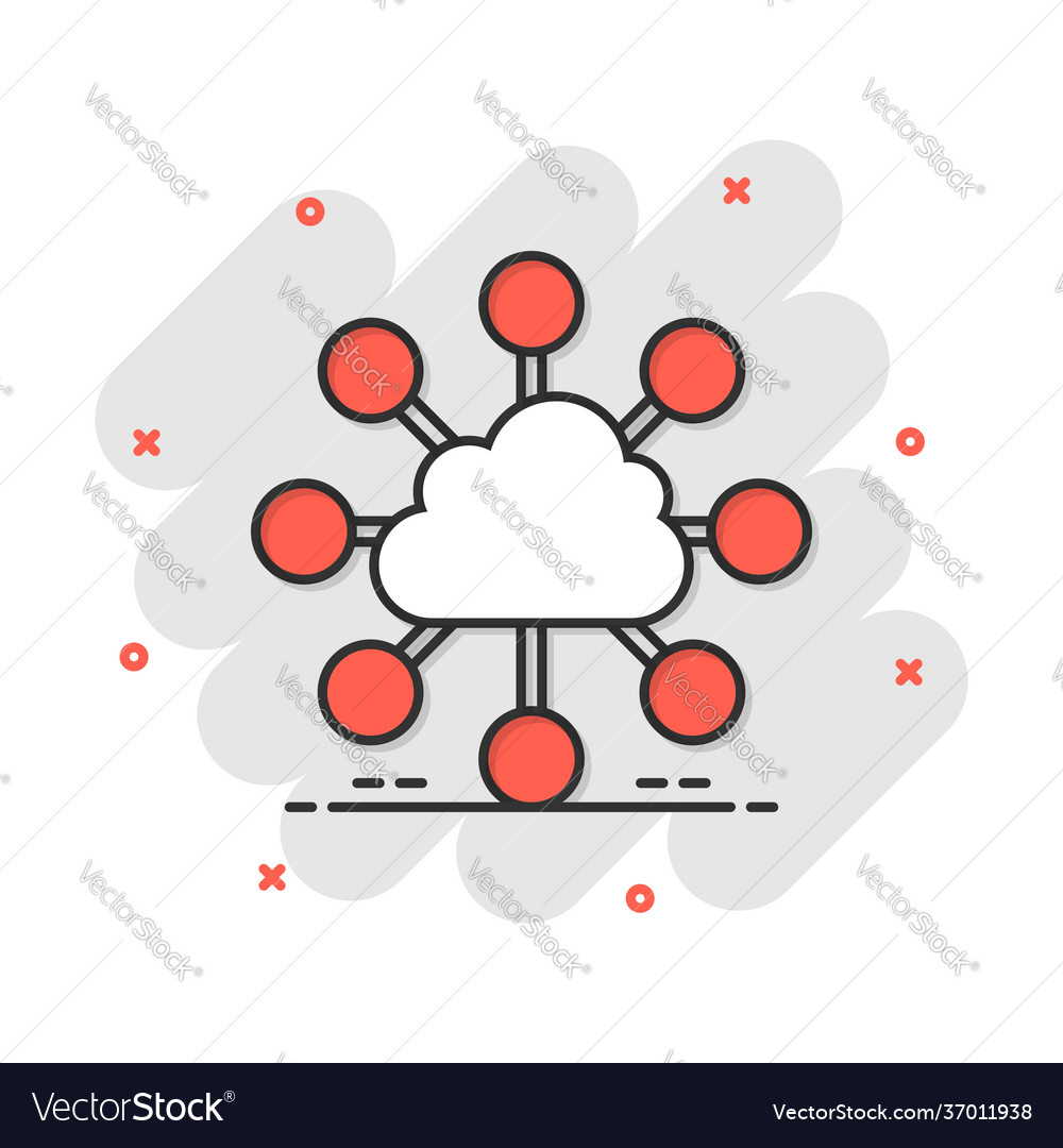 Cartoon cloud computing technology icon in comic Vector Image