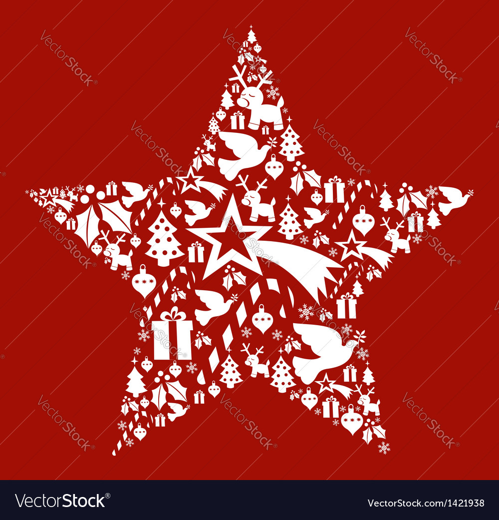 Christmas icon set in star shape Royalty Free Vector Image