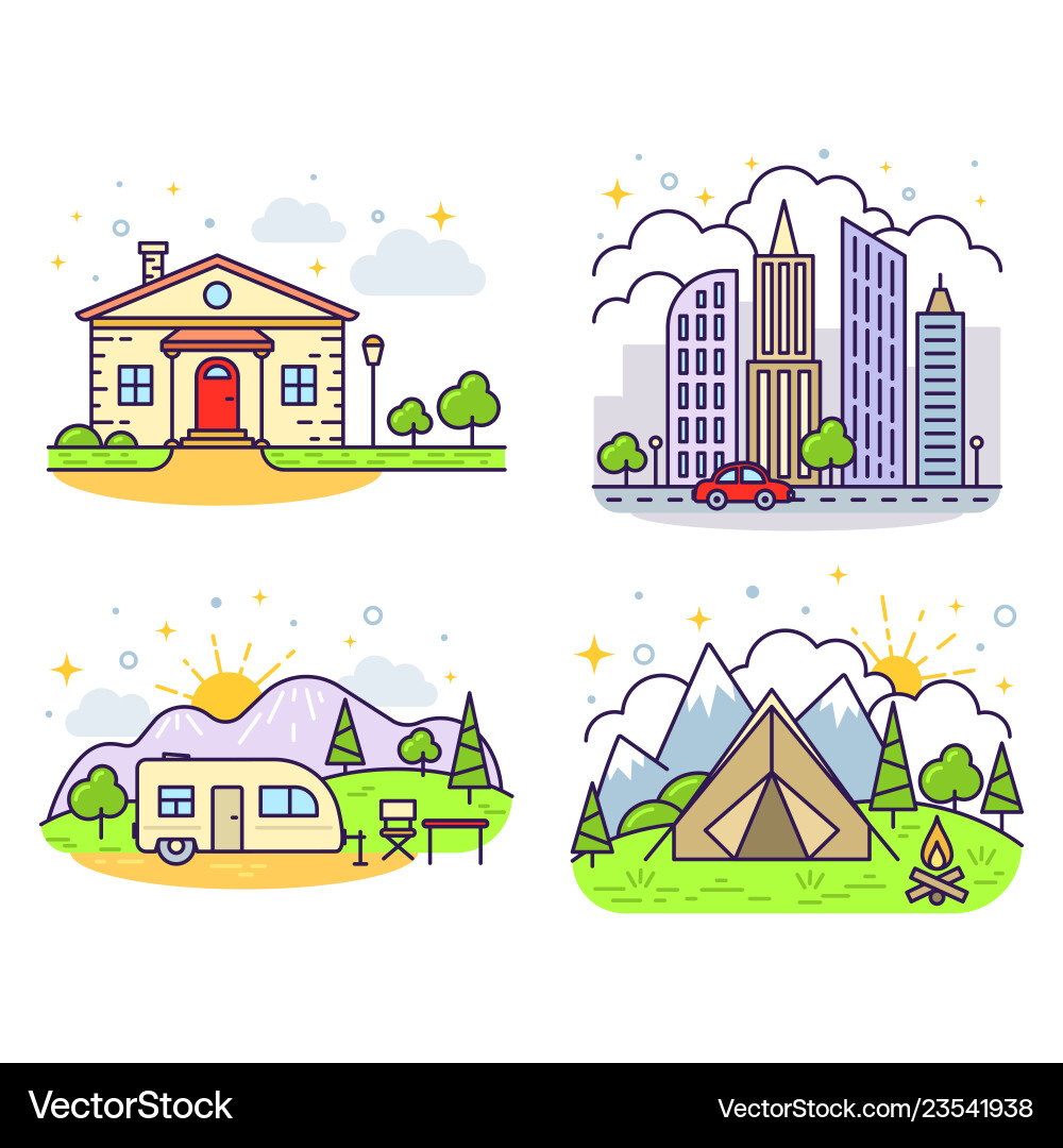 Cute line icons Royalty Free Vector Image - VectorStock
