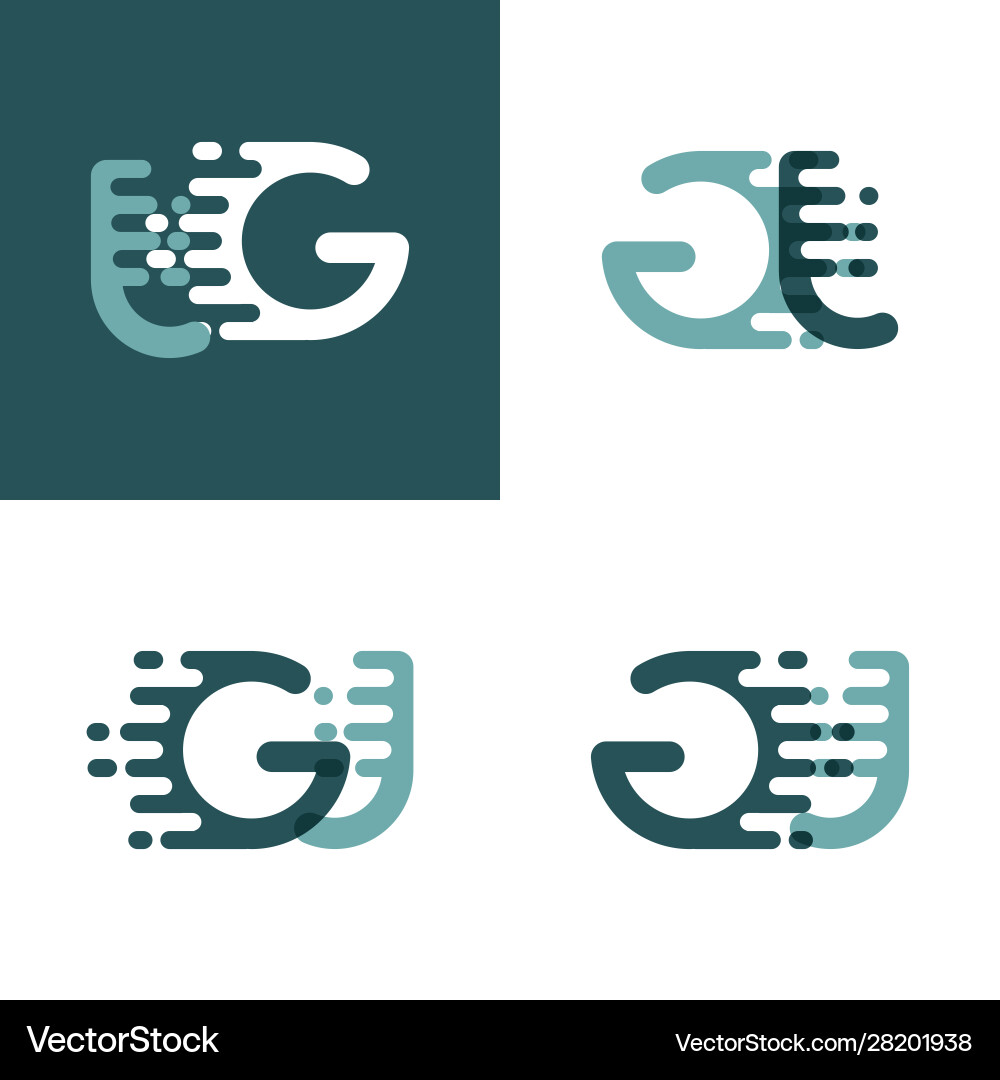 Gj letters logo with accent speed in gray Vector Image