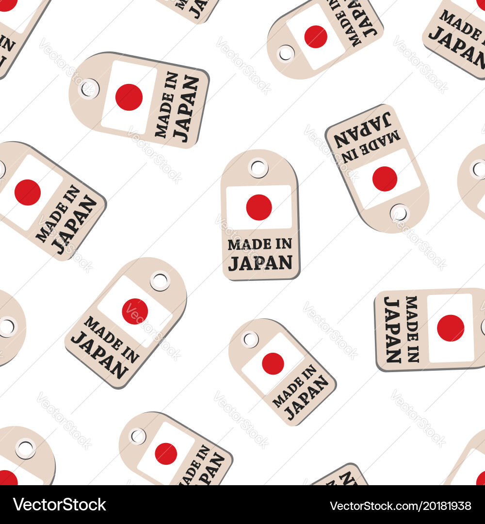 Hang tag made in japan with flag seamless pattern Vector Image