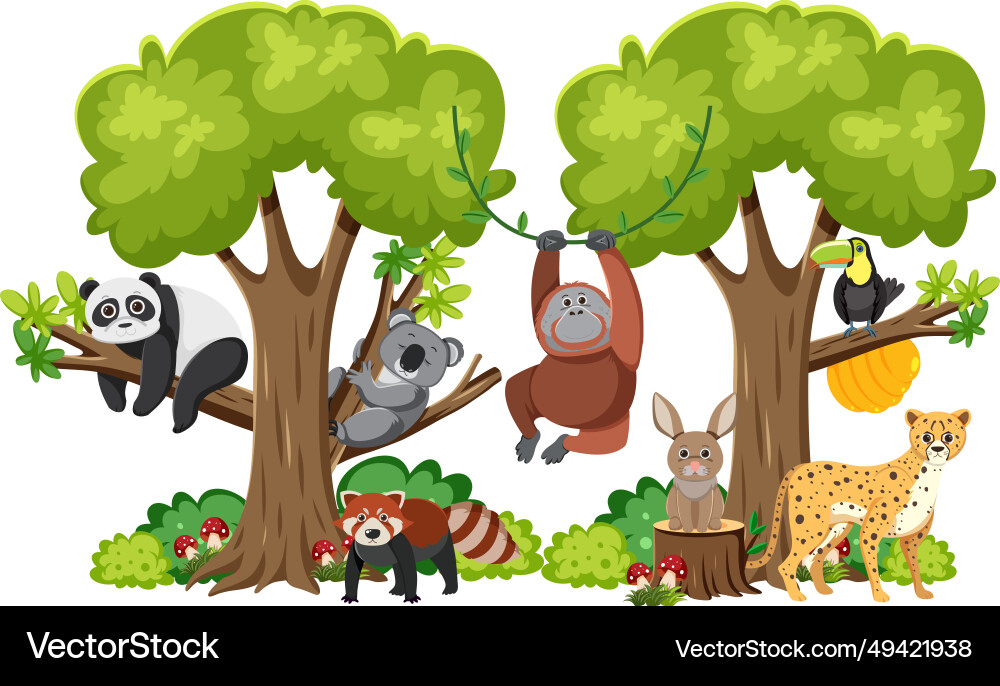 Harmonious coexistence of wild animals Royalty Free Vector