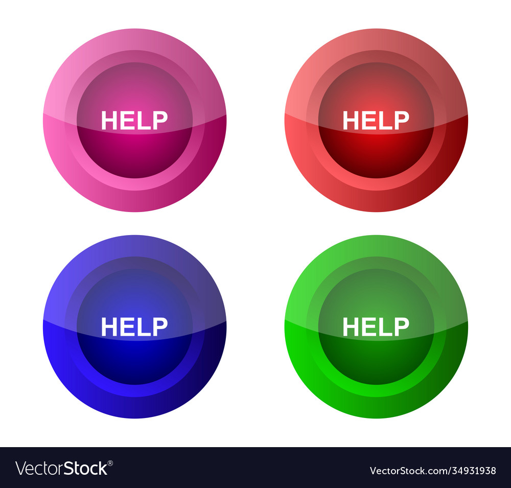 Help button on a white background Royalty Free Vector Image