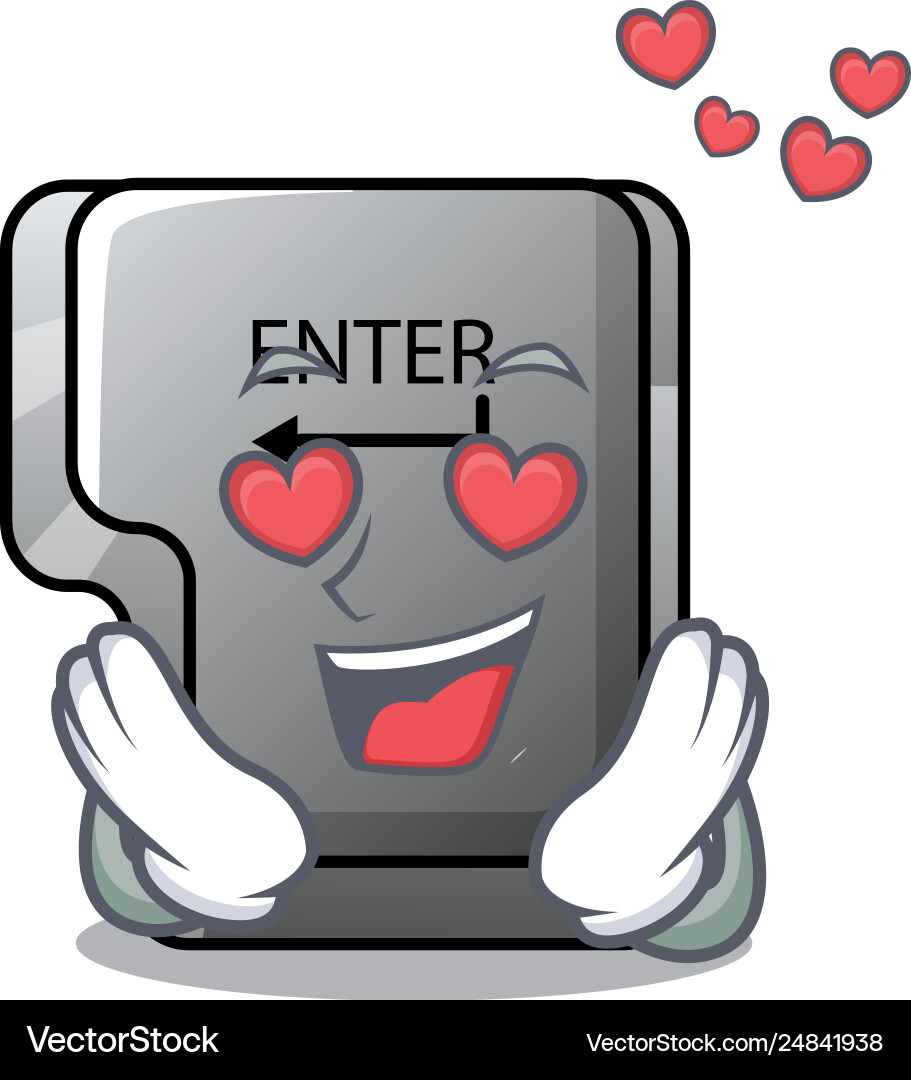 In love button enter isolated cartoon Royalty Free Vector