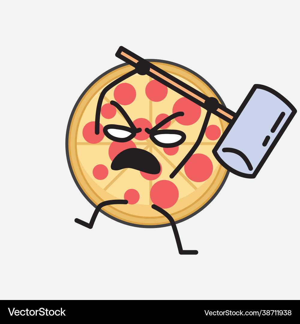 Pizza character with cute face and simple body Vector Image