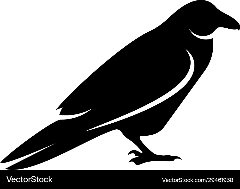 Raven bird logo template black silhouette Vector Image