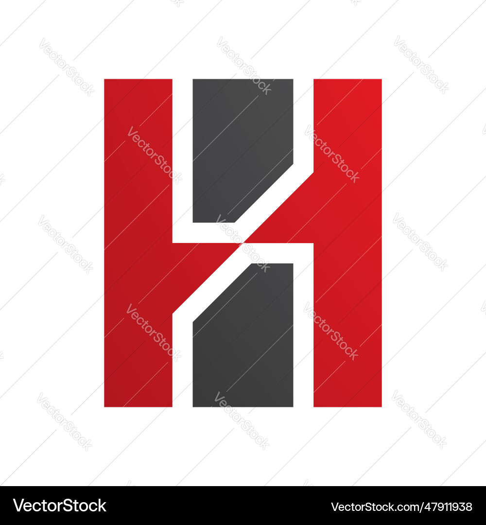 Red and black letter h icon with vertical Vector Image