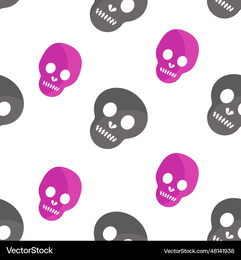 Seamless skull pattern in trendy pink and gray Vector Image