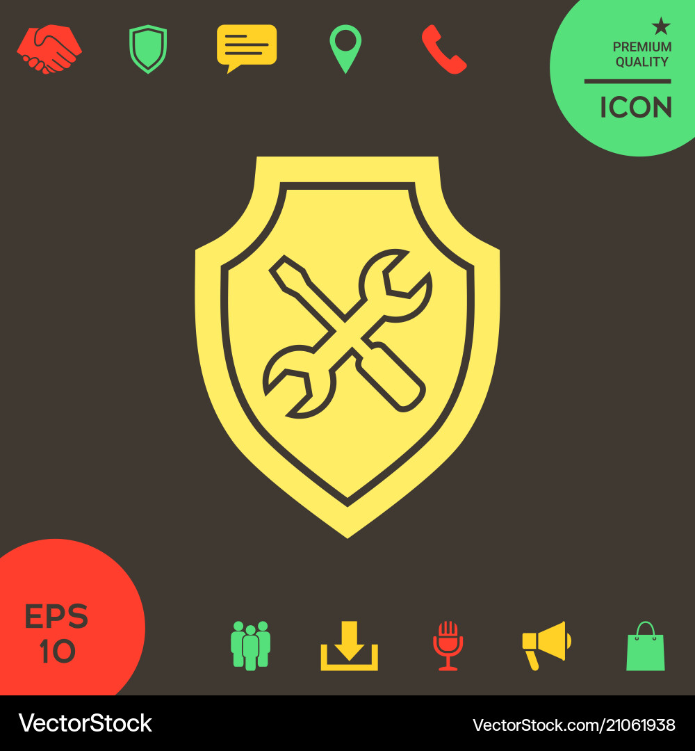 Service icon - shield with screwdriver and wrench Vector Image